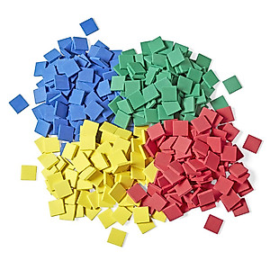hand2mind Foam Square Color Tiles, Color Sorting, Math Counters for Kids, Counting Manipulatives, Colored Foam Squares, Math Manipulatives, Bingo Chips, Game Tokens, Tiles Learning (Set of 400)