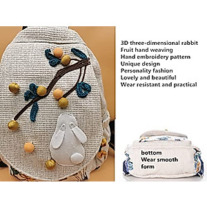 YIMOYICAI women casual boho woven medium canvas prime travel laptop backpack hippie embroidered vintage backpack Fruitful