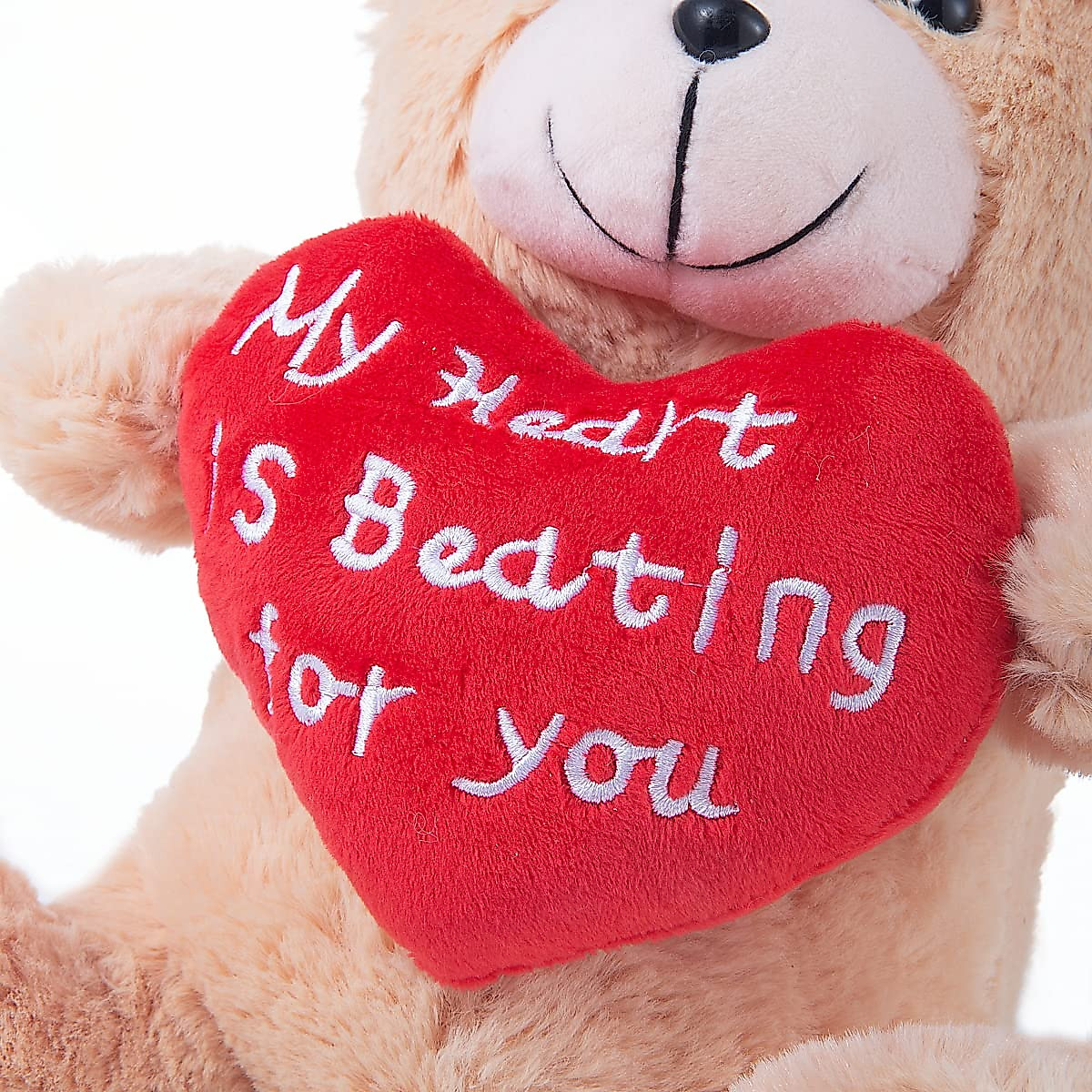 GSUIVER 10" Valentine's Day Valentines Gift for Children Kids, Girlfriend, Boyfriend, Plush Stuffed Animal (Heart Beating for You)