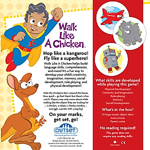 Walk Like A Chicken - No Reading Required, Hide & Seek Role-Playing Activity Game, Preschool & Kids, Children's Social & Physical Developmental Game, Outset Media, Ages 3+, 2+ Players