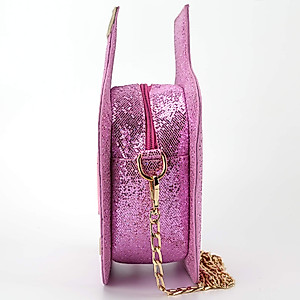 Ondeam Tequila Bottle Shaped Laser Shoulder Handbags,Pu Crossbody Purse for women(Pink B)