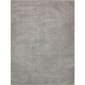 Unique Loom Studio Solid Shag Collection Urban Modern Super Soft & Plush Area Rug, 9 ft x 12 ft, Light Gray