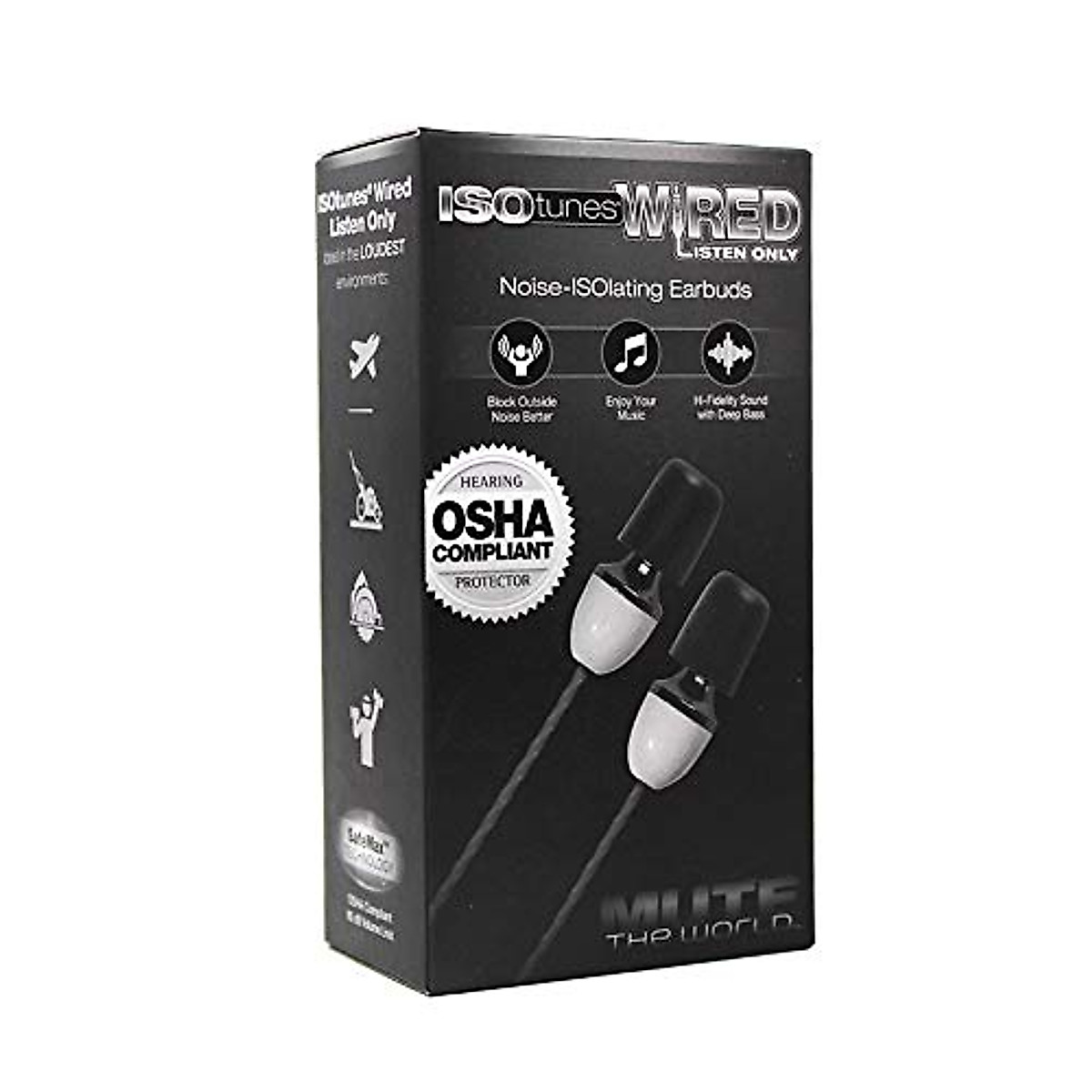 ISOtunes Wired Earplug Headphones, 29 NRR, IPX5 Waterproof, OSHA Compliant Noise Isolating Earbuds, Listen Only