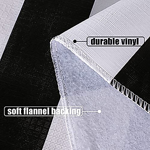 LUSHVIDA 100% PVC Outdoor Tablecloth with Umbrella Hole, Waterproof & Stain Resistant Vinyl Table Cloth for Spring Summer Patio Garden Tabletop Decor, Black/White Stripe, Rectangular 60x102 Inch