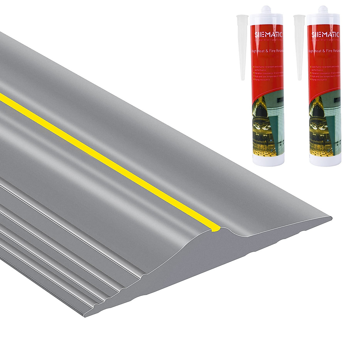 ToLanbbt 20Ft/6M Universal Garage Threshold Seal Strip with 300ml Black Adhesives, Garage Door Bottom Weatherproof Strip Rubber DIY Weather Stripping Replacement (Grey)