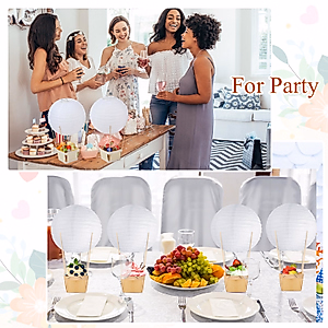 Namalu 24 Set Hot Air Balloon Baby Shower Centerpieces Paper Lanterns Wooden Candy Boxes with Sticks DIY Craft for Christmas Birthday Wedding Party Table Decoration(White)