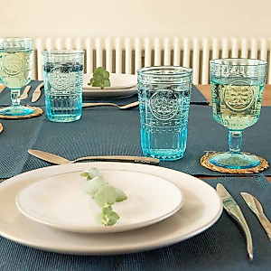 Bormioli Rocco Romantic Cooler Glass, Set of 4, 4 Count (Pack of 1), Light Blue