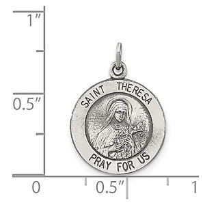 Sterling Silver Antiqued St. Theresa Medal QQC3620