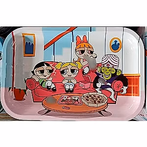 Favela420- Metal Rolling Tray FlowerPuff 10 Inch Large - Rolling Paper Tray - Rolling Plate