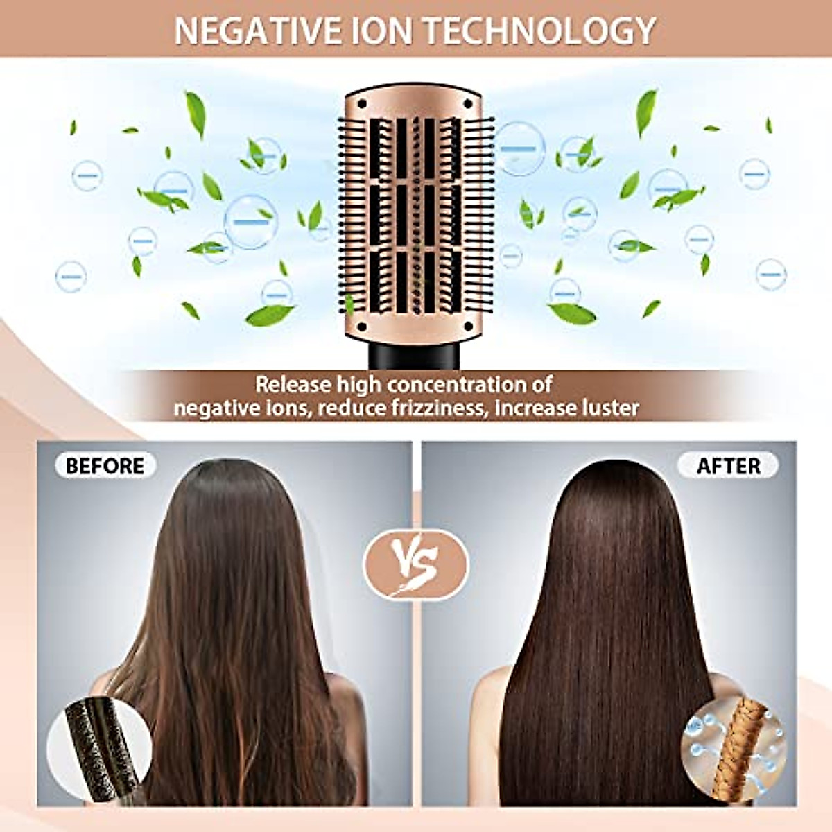 Hair Dryer Brush, Nicebay 4 in 1 Hot Air Brush for Straightening/Curling/Drying, One-Step Blow Dryer Brush & Volumizer with Ceramic Coating, 3 Temperature Settings, Detachable Design for Travel Salon