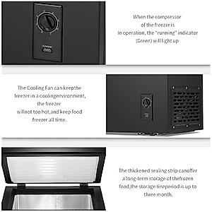 Kismile 2.7 Cubic Feet Chest Freezer with Removable Basket Free Standing Top Open Door Compact Freezer with Adjustable Temperature for Home/Kitchen/Office/Bar (2.7 Cubic Feet, Black)