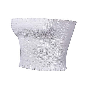 Women?s Strapless Pleated Print Bandeau Sexy Tube Crop Tops, White, X-Small