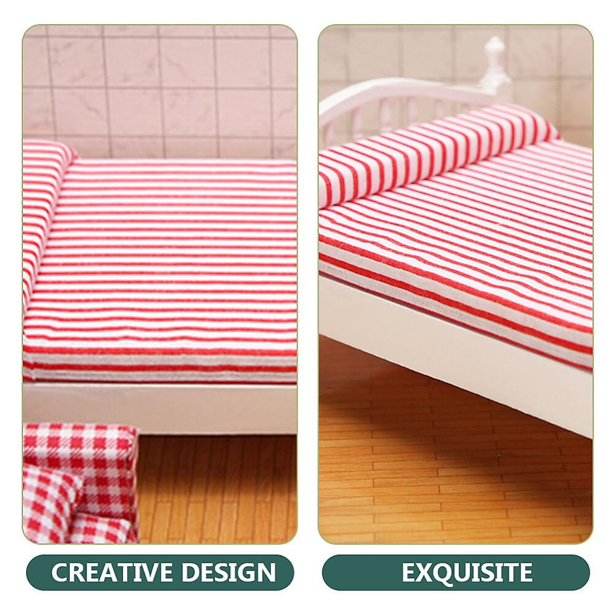 Totority Wooden Dollhouse Bed - 1: 12 Doll House Furniture Miniature Dollhouse Tabletop Accessories Dollhouse Furniture Mini Furniture