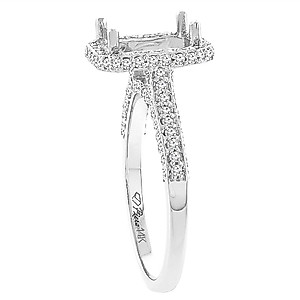 Sabrina Silver 14K White Gold Natural Peridot Engagement Ring Octagon 8x6 mm, size 5