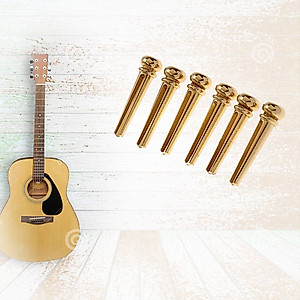Amadget Guitar Bridge Pins 6pcs Brass Endpin for Guitar With Guitar Bridge Pin Puller