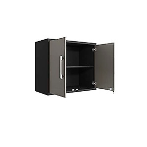 Manhattan Comfort Eiffel Garage Cabinets and Storage System, Set of 4, Matte Black and Grey
