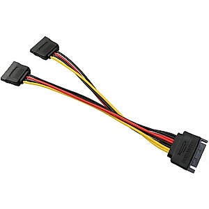 Longdex SATA Power Extension Cable 5PCS 20cm SATA Power 15-Pin Male to 2 x 15P Female Y Splitter Cable Adapter