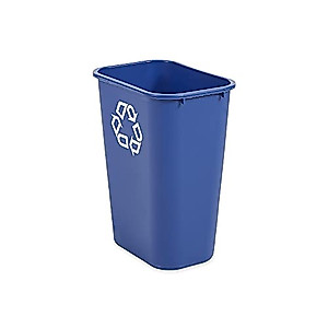 Rubbermaid Commercial Rubbermaid 295773BE Large Deskside Recycle Container w/Symbol, Rectangular, Plastic, 41.25qt, Blue