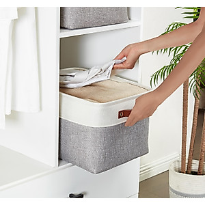 DECOMOMO Storage Bins Fabric Storage Baskets for Shelves, Linen Closet Organization Toys Nursery (Grey and White, XL - 3 Pack)