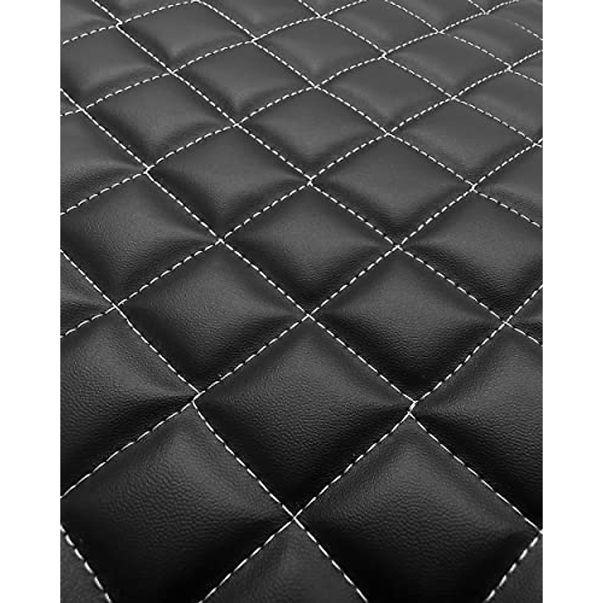 Vinyl Soft Grain Fine Thread Quilted Foam Fabric with 3/8" Foam Backing Upholstery / 52" Wide/Sold by The Yard/FABRIC EMPIRE - Black, White Thread Diamond 2" x 2"