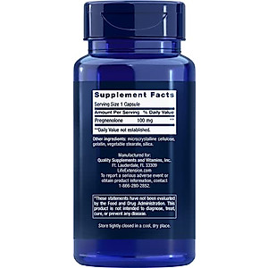 Life Extension Pregnenolone 100 Mg, 100 capsules, 2 Bottle Pack