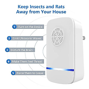 Ultrasonic Pest Repeller 6 Pack, Pest Control Ultrasonic Repellent Electronic Insects Rodents Repellent for Mosquito, Mouse, Cockroaches,Rats,Bug, Spider, Ant, Flies, Home, Warehouse, Kitchen