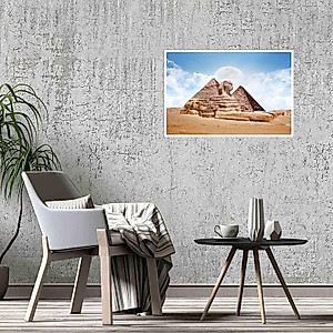 Bdzxfqwe Canvas Wall Art Egyptian Pyramid Stone Figure Prints Posters Pictures Printing Office Living Room Bedroom Decor Unframed18 x12