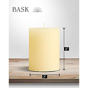 Mottled Pillar Candles by Bask - Set of 8 - 3" x 4" Dripless Unscented Candles in Ivory for Home Decor, Relaxation & All Occasions