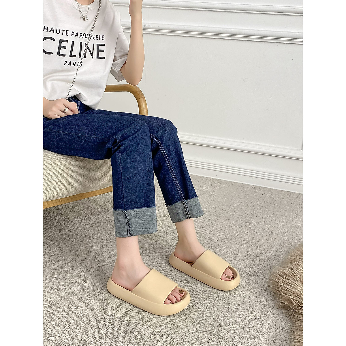 Cloud Slides for Men and Women, Comfy Lightweight Slippers, Thick Sole Anti-Slip Shower Slides Sandals Quick Drying Shoes for Indoor Outdoor