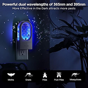 Fruit Fly Traps/Gnat Traps for Indoors(2 Devices+6 Refills), 2-in-1 UV＆Blue Light Plug-in Bug Trap, NAT Killer, Flying Insect Catcher Sticky Trap for Home House Fruit Flies, Moths, Mosquitoes, Fungus