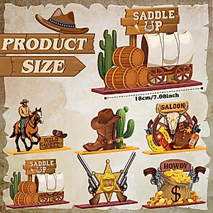 6 Pieces Western Cowboy Centerpieces Decorations West Wooden Tables Decorations Wild Western Theme Table Centerpieces for Cowboy Party Decorations Birthday Baby Shower