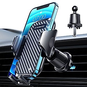 VANMASS Upgraded Car Vent Phone Mount [Patent Steel-Hook] Air Vent Holder Clip Sturdiest Shockproof Universal Mobile Cell Phone Mount Handsfree Stand Cradle for iPhone 14 13 Samsung Galaxy,Black