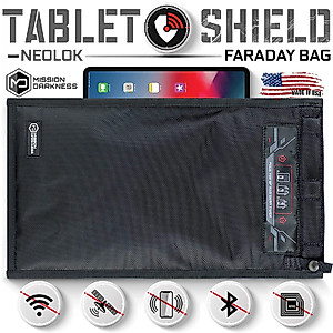 Mission Darkness NeoLok Non-Window Faraday Bag for Tablets (+ Secure Magnetic Closure) // Device Shielding for Law Enforcement & Military, Data Security, Anti-Hacking & Anti-Tracking Assurance