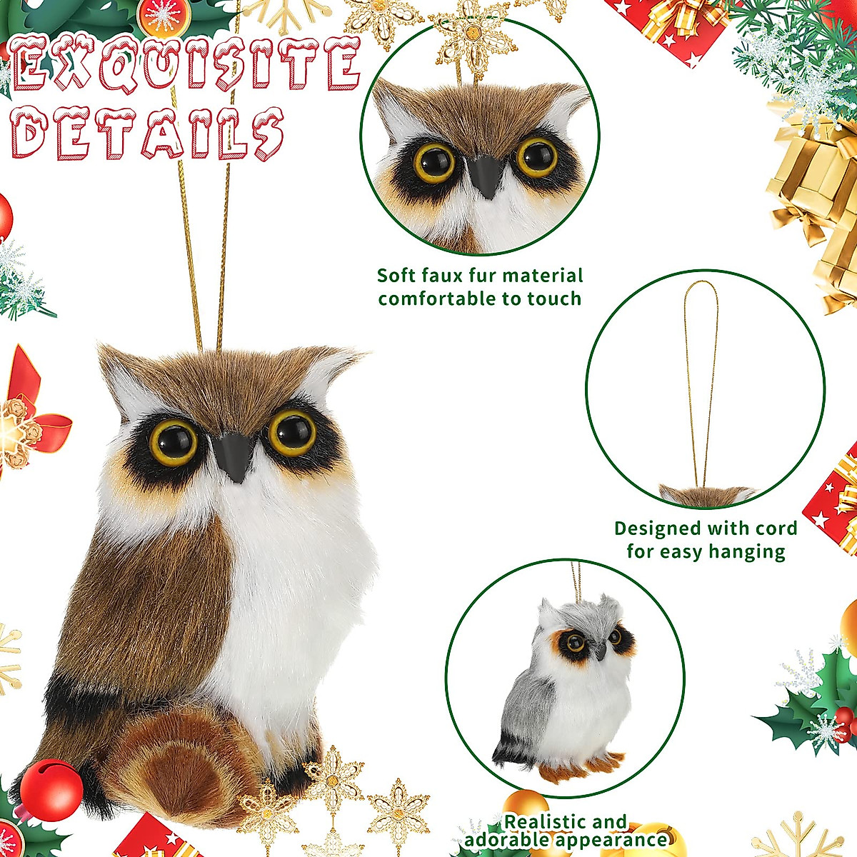 Plush Animal Christmas Ornaments, Felt Woodland Forest Furry Animals for Christmas Tree Ornaments Backpack Holiday Party Hanging Decoration Home(30 Pieces,Fresh)