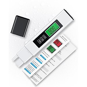 Pawfly 4 in 1 TDS Meter Digital Water Tester, TDS EC and Temperature (℃/℉) Meter, Fast Accurate Digital Water Tester, 0-9999 ppm Water Quality Tester for Drinking Water Tap Water Well Aquarium & Pool
