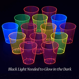 Select Settings 500 pc. Multi Color Plastic shot Glasses, Neon plastic disposable shot cups