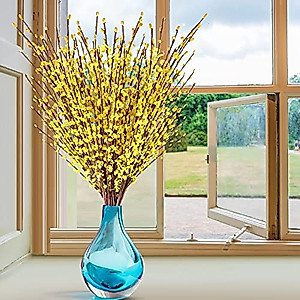 Starryle 10Pcs 29.5'' Long Artificial Flowers Stem Fake Jasmine Flower Faux Jasmines Plant for Home Bathroom Living Room Farmhouse Wedding DIY Flower Vase Decor (Yellow)