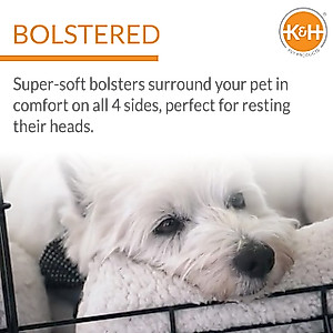K&H Pet Products Ultra Plush Deluxe Bolster Dog Crate Pad, Dog Bed for Large Crates, Kennels, and Cages, Soft Indoor Portable Machine Washable Pet Mat - Fleece Large