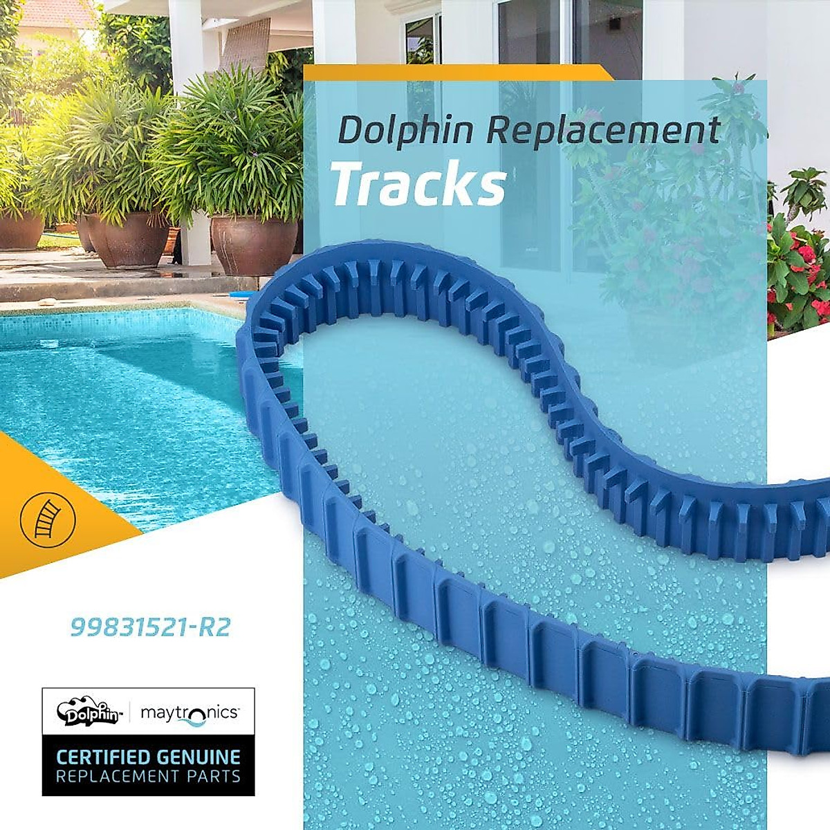 Dolphin Genuine Replacement Part — Durable, Multi-Surface Blue Tracks (2PK) for Traction and Movement (S-line Models) — 99831521-R2
