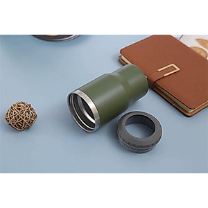 FAMKX 14oz 4 in 1 Stainless Steel Can Cooler Beer Bottle Insulator With 2 Lids, Double walled insulated Thermocooler &Travel Mug Holder Keeping Your Bevearge Cold (Olive green)