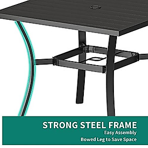 YITAHOME Patio Table, 37" Square Outdoor Patio Dining Table with 1.57" Umbrella Hole, E-Coating Metal Outdoor Dining Table Perfect for Lawn Backyard Garden, Black