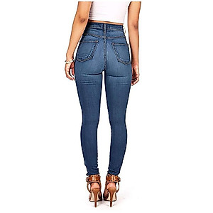 Andongnywell High Waisted-Rise Colored Stretch Skinny Jeans for Women (Light Blue,Medium)