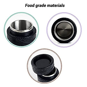 Tyre Tire Coffee Tea Mug, Gift for The Mechanic and Car Guy, Unique Stainless Steel Water Bottle, Leak Proof Screw Top, No Spill, BPA Free, 11oz, Black