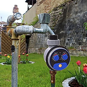 Inshow Single Zone Garden Hose Automatic Water Timer,Zero Pressure IP65 Waterproof Irrigation Controller,Ball Valve,Electronic Watering System with Rain Delay Function,Blue