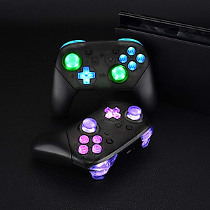 eXtremeRate Multi-Colors Luminated Thumbsticks D-pad ABXY ZR ZL L R Buttons DTFS LED Kit V2 for Nintendo Switch Pro Controller - 9 Colors Modes 6 Areas DIY Option - Controller NOT Included