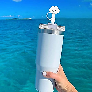 AIERSA Straw Cover for Stanley Cup,4Pcs Cloud Straw Covers Compatible with Stanley 30&40 Oz Tumbler with Handle,Silicone Straw Topper for Stanley Cups Accessories