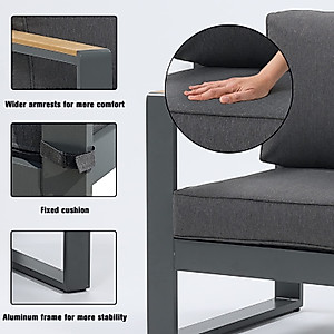 BPS Patio Furniture Loveseat Aluminum Sofa Couch Deep Seat - All-Weather Resistant Outdoor Conversation Set with Thick Cushions