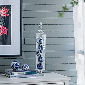 A&B Home 3" Blue and White Oriental Decorative Orbs for Bowls Vases Table Centerpiece Decor Set of 6 Ceramic Sphere Ball