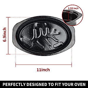 DIMESHY 13Inch Roasting Pan, Enamel on Steel, Black Covered Oval Roaster Pan with Lid, Small Cookware for Turkey, Small Chicken, Roast Baking Pan.