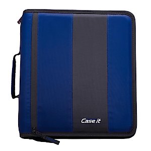 Case-It The Classic Zipper Binder - 2 Inch O-Rings - Multiple Pockets - 350 Sheet Capacity - Comes with Shoulder Strap - Midnight Blue D-251